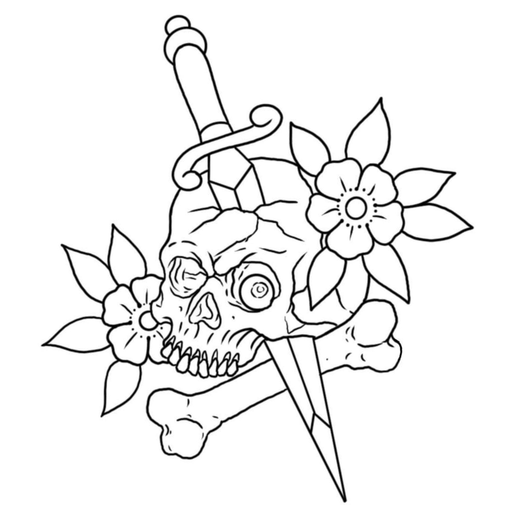 Dagger Skull Tattoo by Jeff Madonna | Poppycock Tattoo