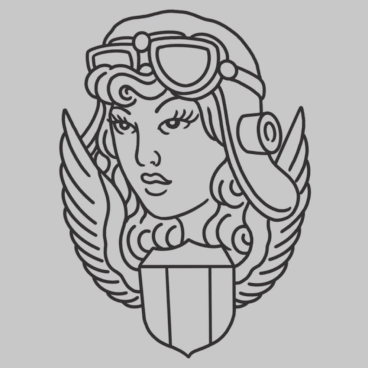 Pilot Pin-Up Tattoo by Jeff Madonna | Poppycock Tattoo