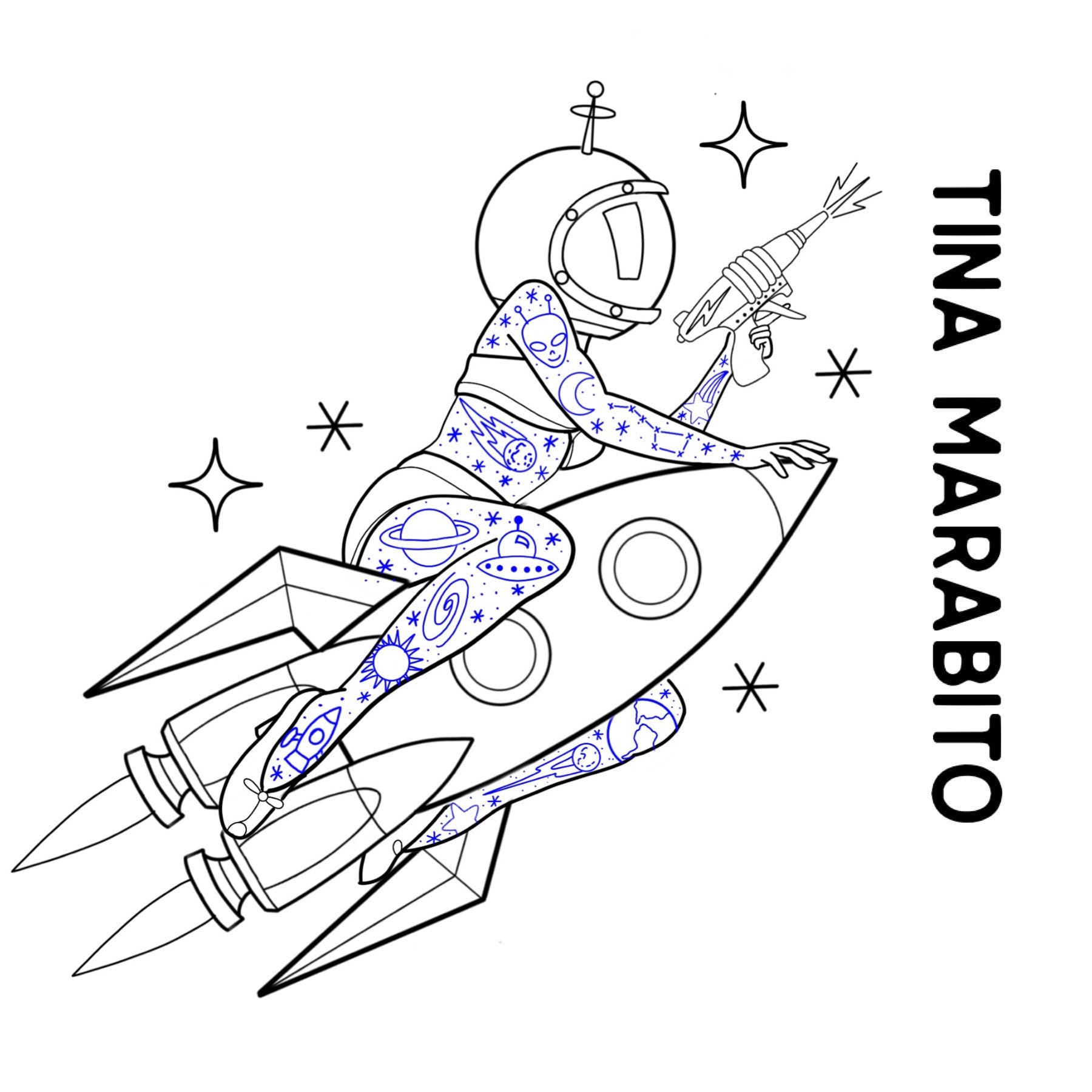 SOLD Rocket Pin-Up Tattoo by Tina Marabito | Poppycock Tattoo